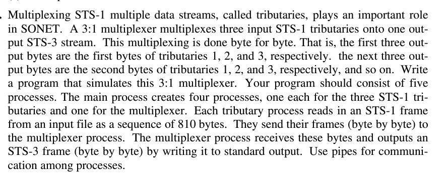 Multiplexing STS-1 ﻿multiple data streams, called | Chegg.com