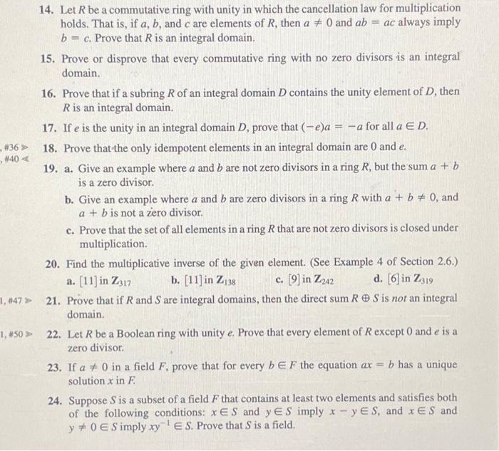 Solved 14. Let R be a commutative ring with unity in which | Chegg.com