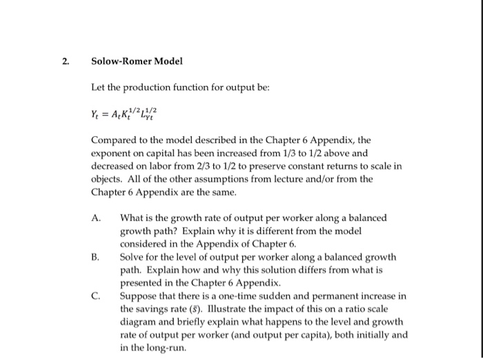 Solved Solow-Romer Model 2. Let the production function for | Chegg.com