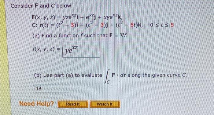 Solved Consider F and C below. F(x, y, z) = yzexi + ej + | Chegg.com