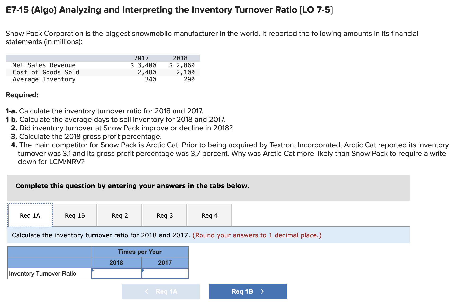 Solved E7-15 (Algo) ﻿Analyzing and Interpreting the | Chegg.com