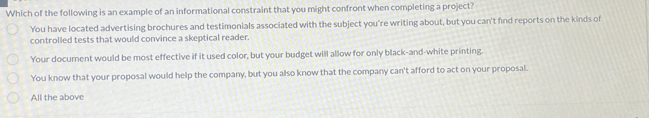 Solved Which of the following is an example of an | Chegg.com