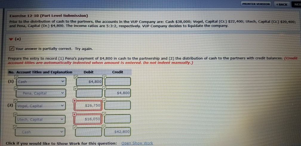 Solved PRINTER VERSION 4 BACK NEX Exercise 12-10 (Part Level | Chegg.com