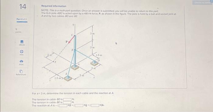 Solved 14 Part 2 of 2 5 points eBook Hint Print References | Chegg.com