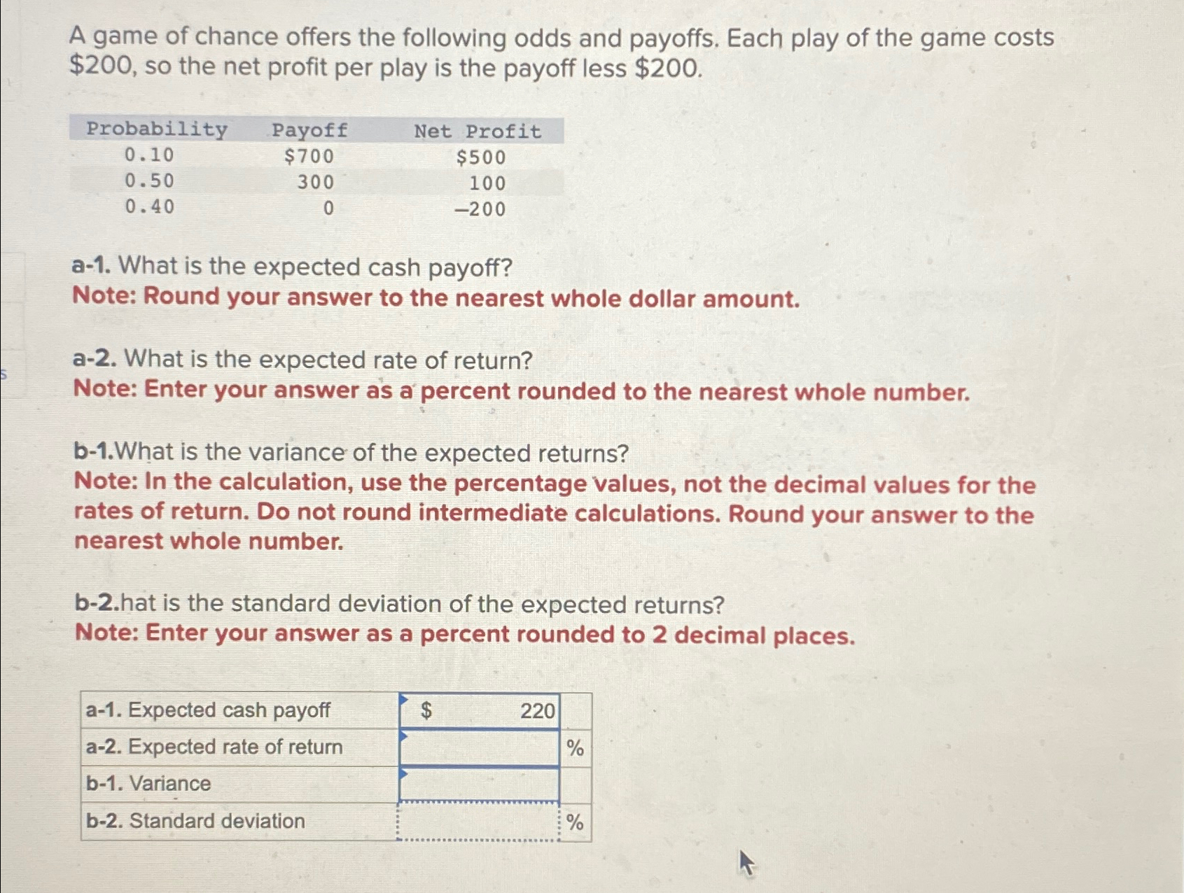 Solved A game of chance offers the following odds and | Chegg.com