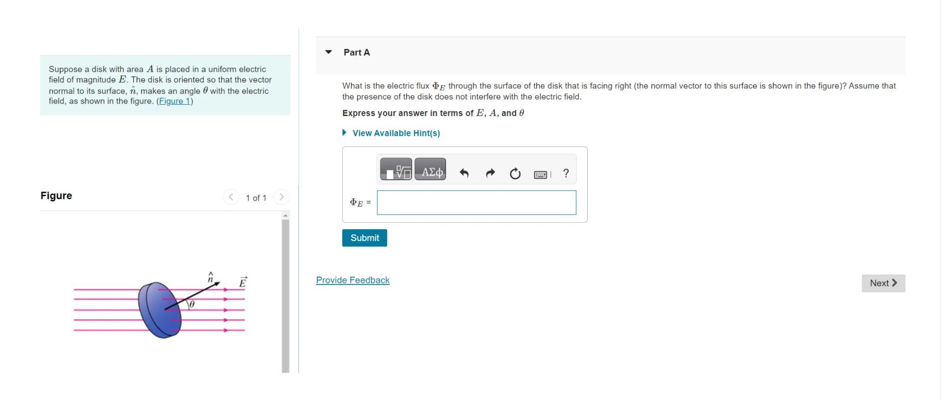 Solved Suppose a disk with area A is placed in a uniform | Chegg.com