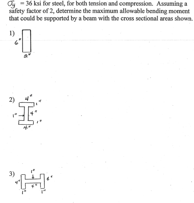 Solved σy=36ksi for steel, for both tension and compression. | Chegg.com