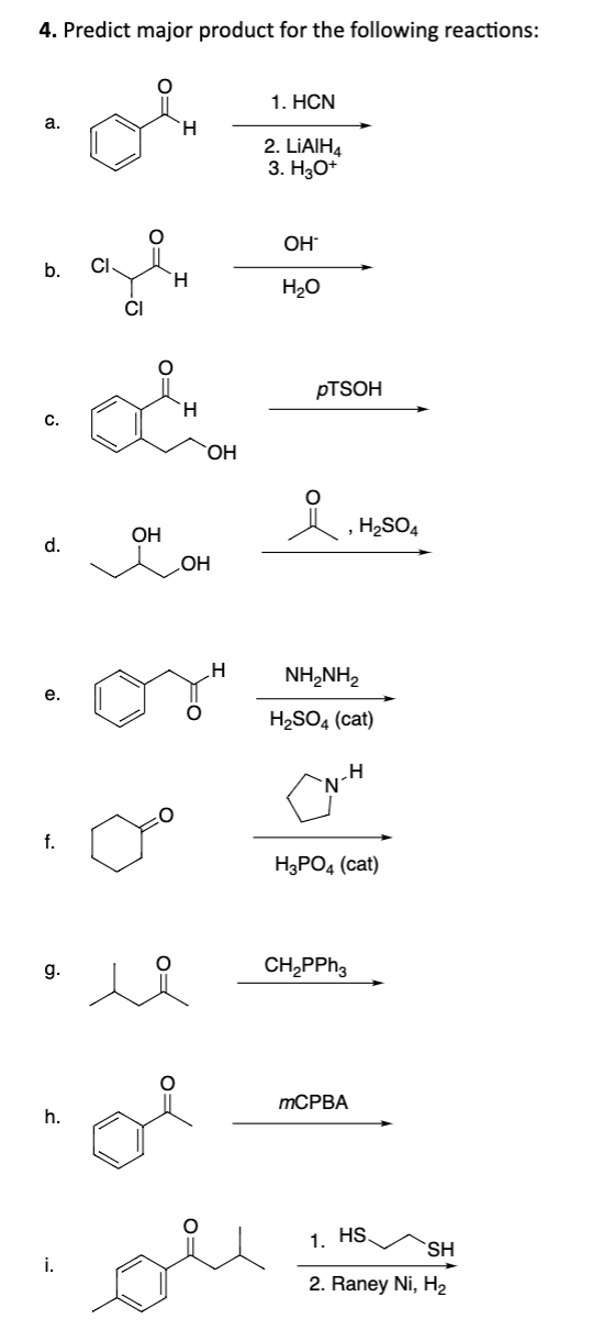 Solved Predict major product for the following reactions: | Chegg.com