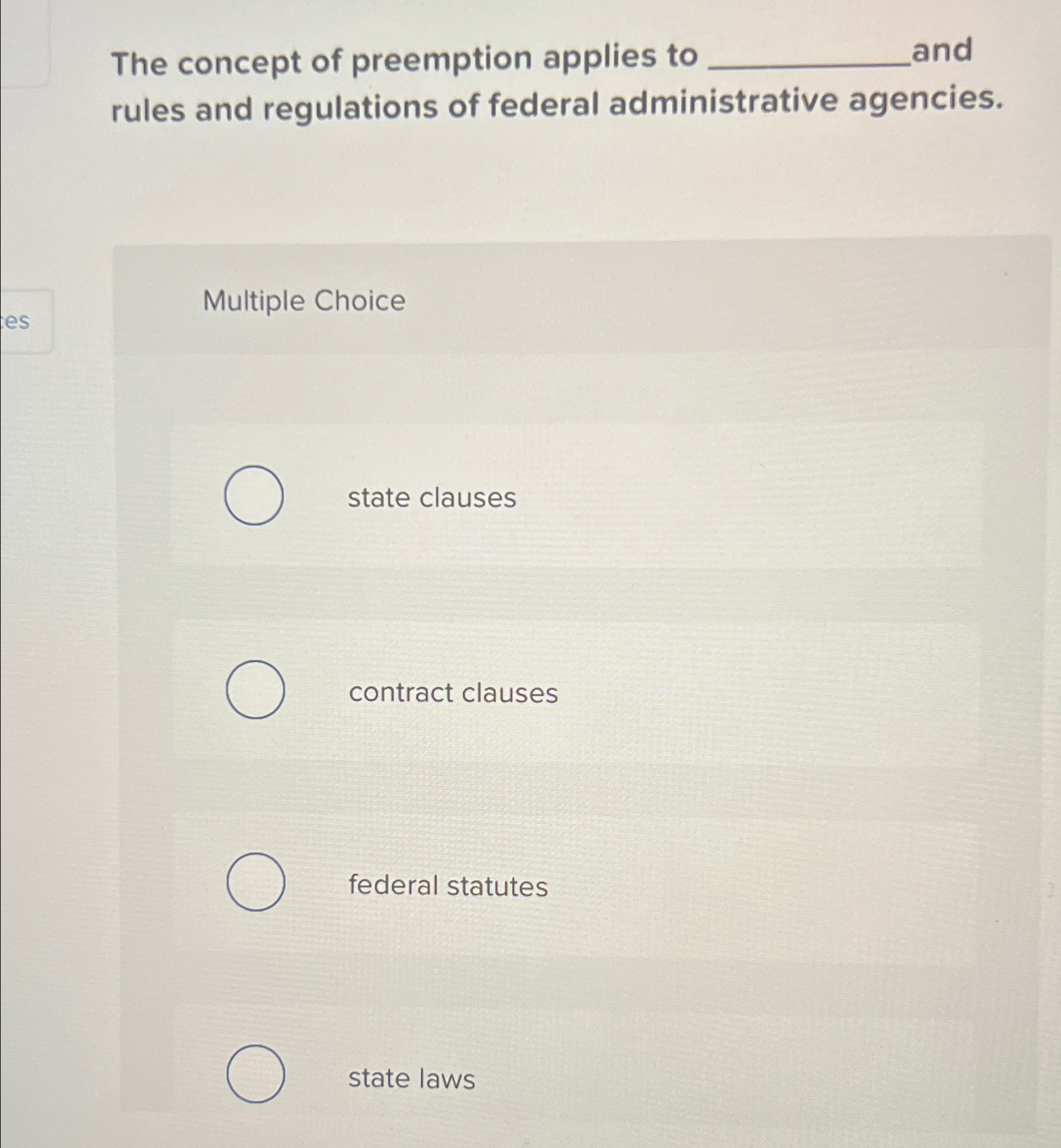 Solved The concept of preemption applies toand rules and | Chegg.com