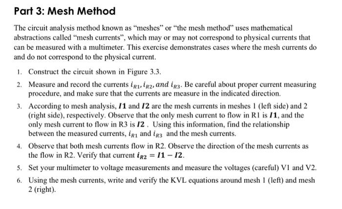 Solved sinA 0.69 mA Figure 3.3: Mesh CircuitPart 3: Mesh | Chegg.com