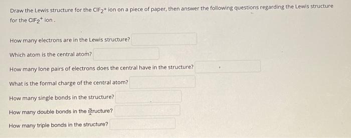 Solved Draw the Lewis structure for the CIF 2+ ion on a | Chegg.com