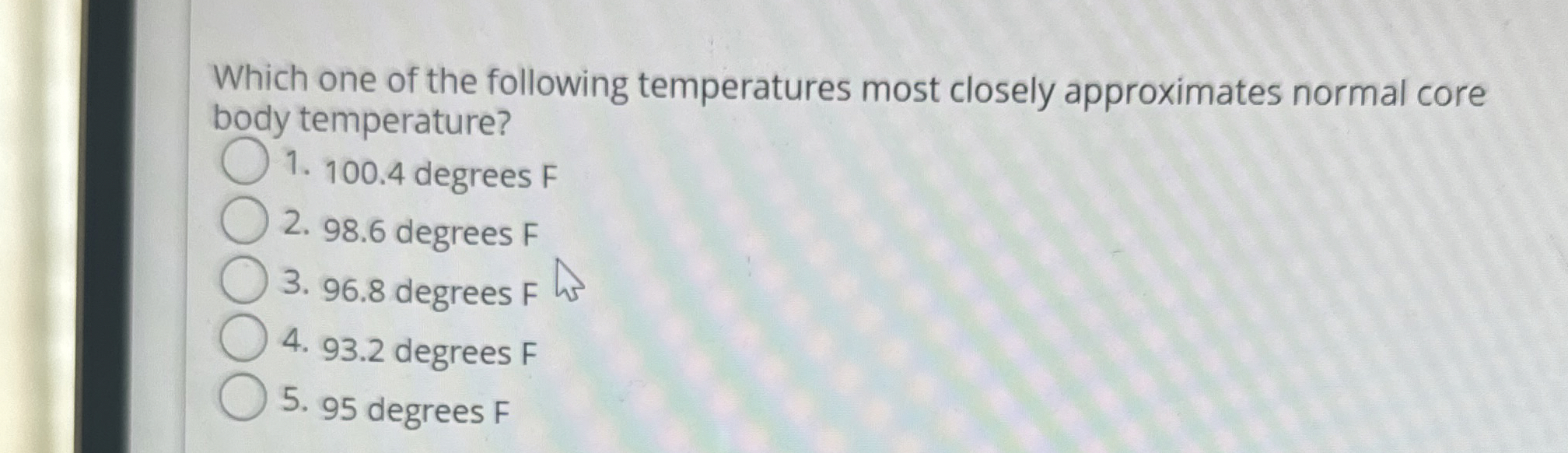 Solved Which one of the following temperatures most closely | Chegg.com