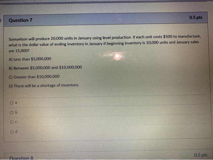 Solved 0.5 pts Question 7 Samuelson will produce 20,000 | Chegg.com