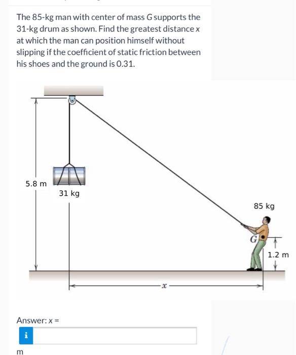 Solved The 85-kg man with center of mass G supports the | Chegg.com
