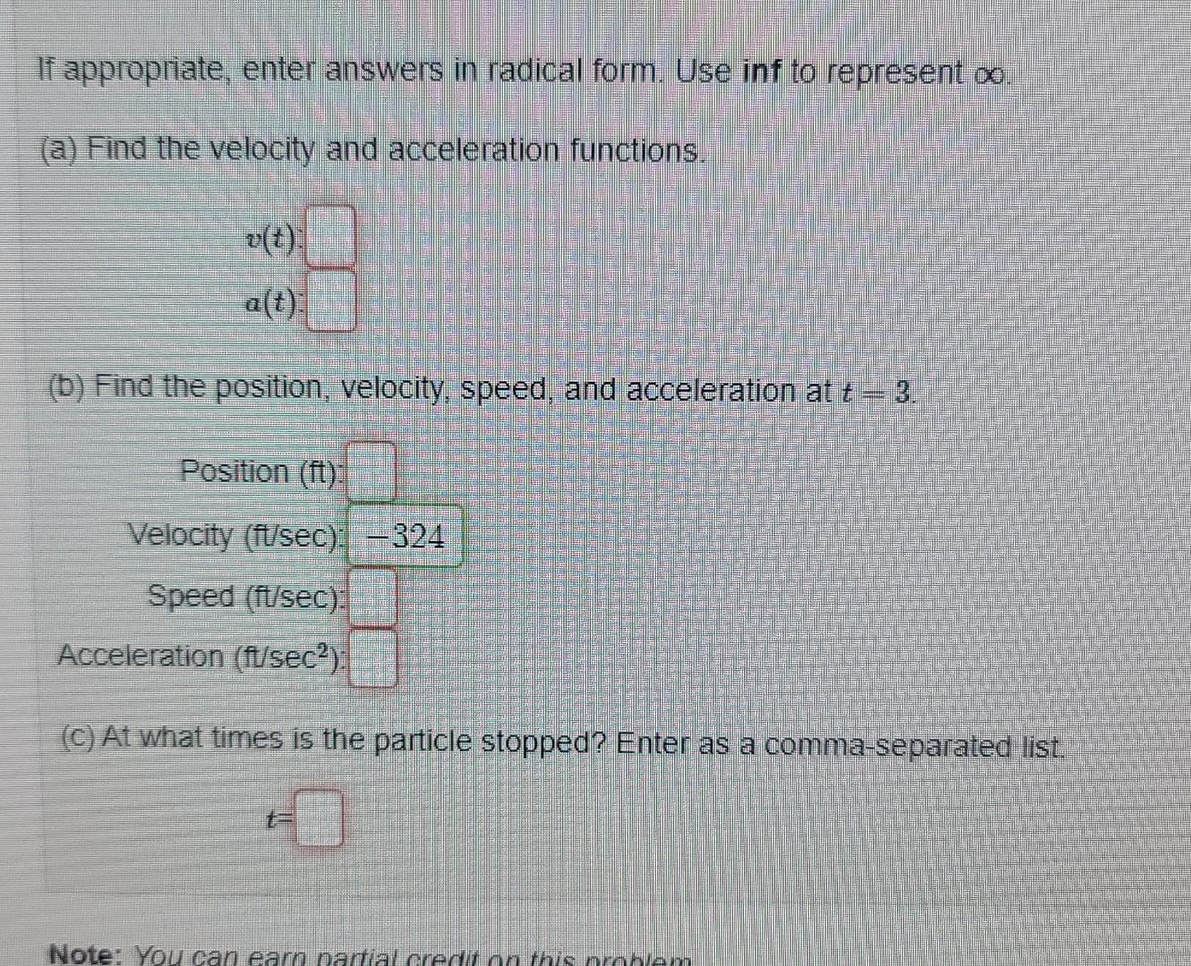 Solved s(t)=t4−72t2+1296If appropriate, enter answers in | Chegg.com