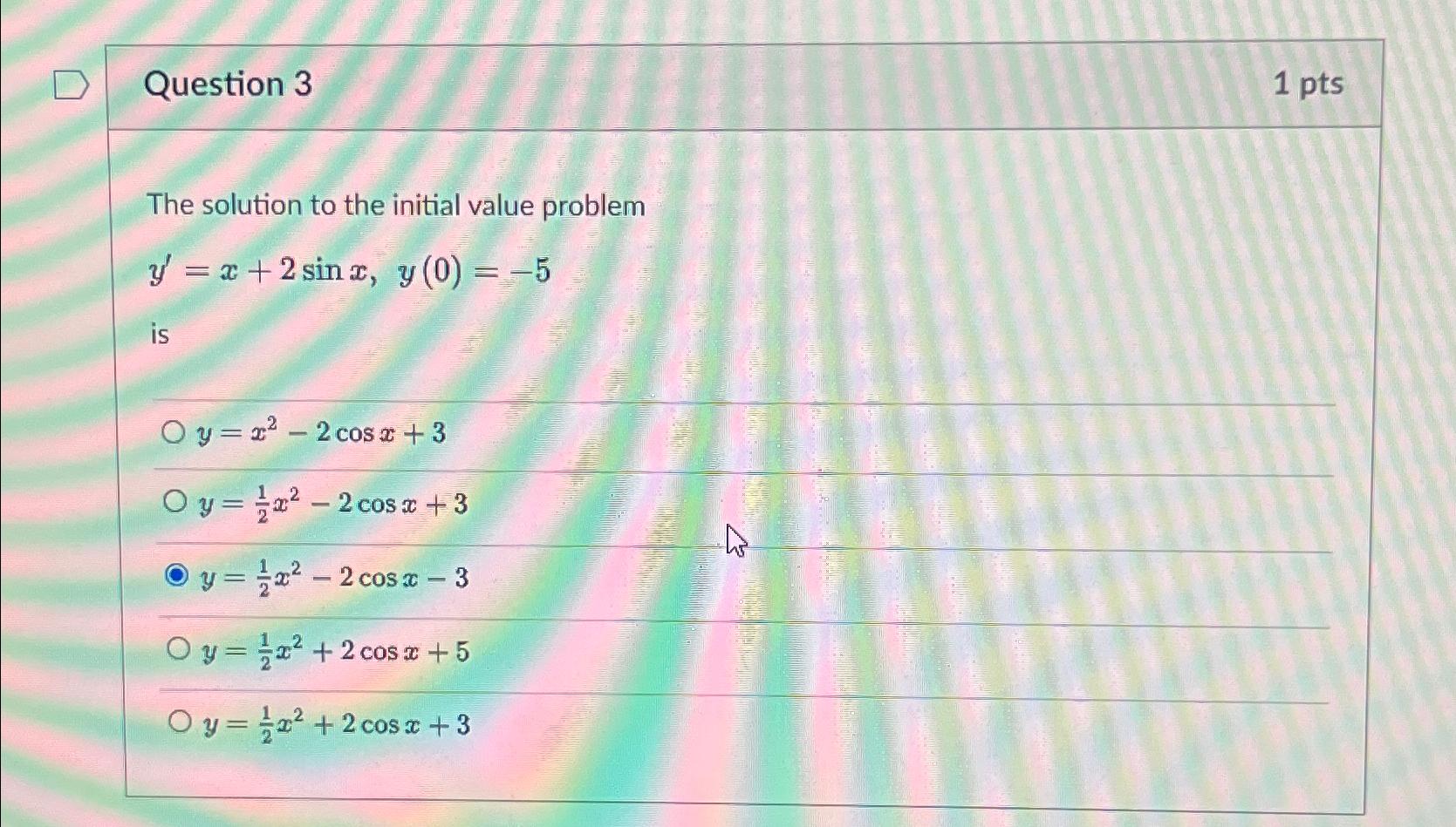 Solved Question 31 ﻿ptsThe solution to the initial value | Chegg.com