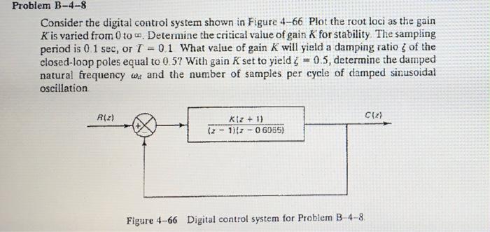 Solved Problem B-4-8 Consider the digital control system | Chegg.com