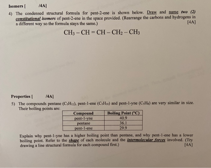 Solved Isomers [ 4A] 4) The condensed structural formula for | Chegg.com
