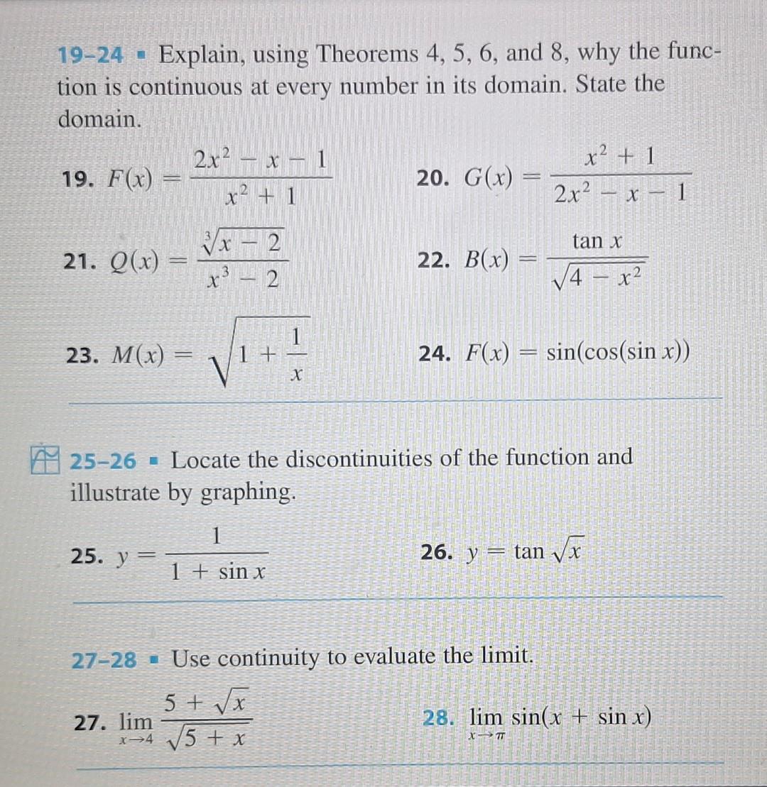 Solved 19-24 Explain, using Theorems 4, 5, 6, and 8, why the | Chegg.com
