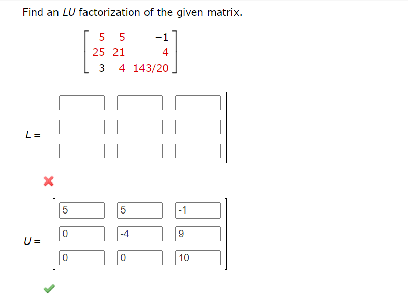 Solved Find An Lu Factorization Of The Given