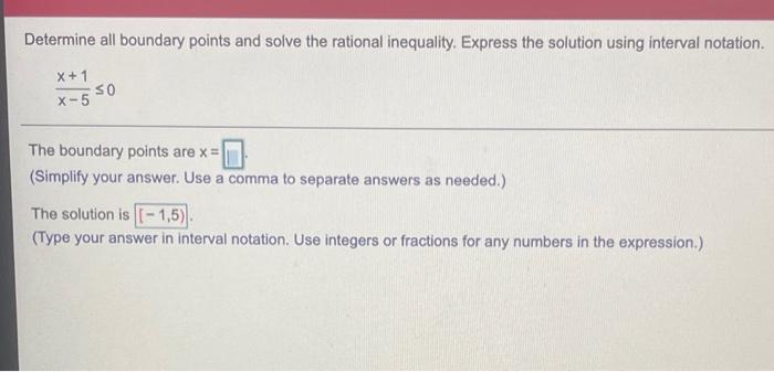 Solved Determine all boundary points and solve the rational | Chegg.com