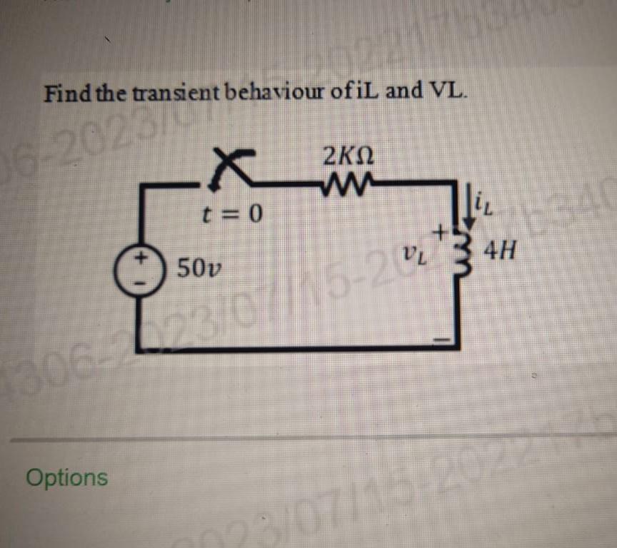 Solved Find the transient behaviour of iL and VL. | Chegg.com