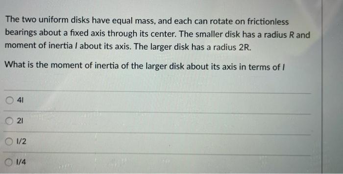 Solved The two uniform disks have equal mass, and each can | Chegg.com
