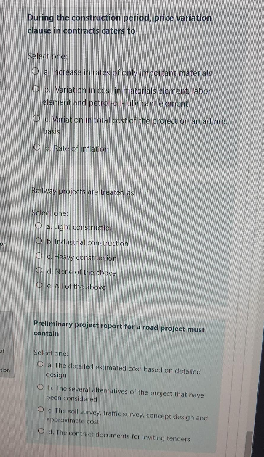 Solved During the construction period, price variation | Chegg.com