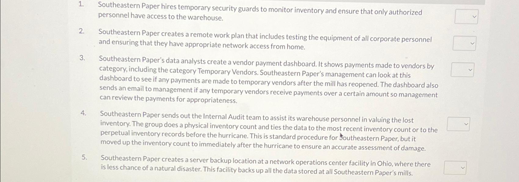 Solved Southeastern Paper hires temporary security guards to | Chegg.com