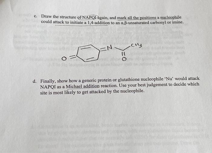 Solved c. Draw the structure of NAPQPagain, and mark all the | Chegg.com