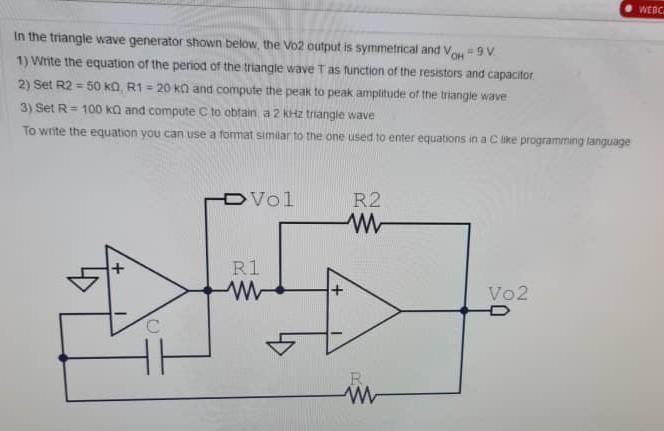 Solved WEBC In the triangle wave generator shown below the | Chegg.com