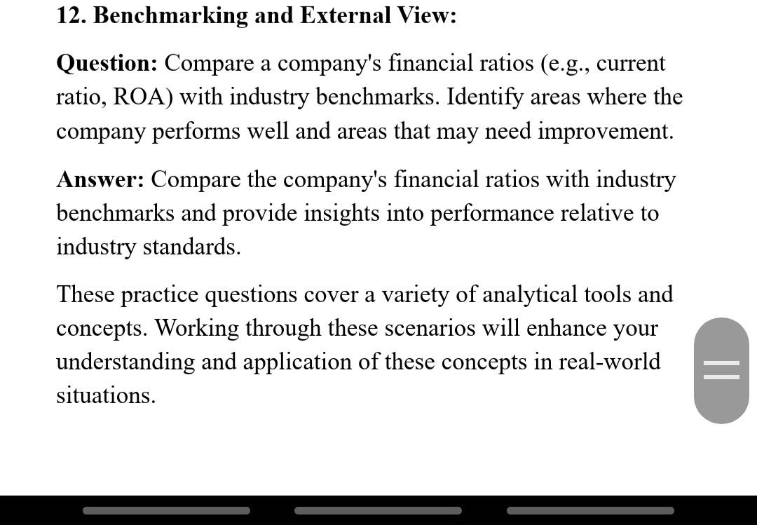 Solved Benchmarking and External View:Question: Compare a | Chegg.com