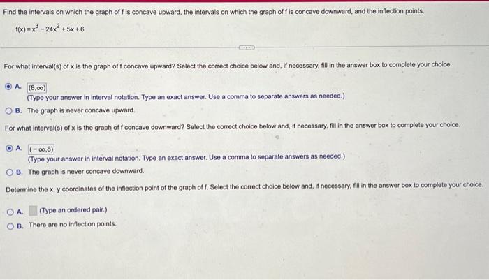 Solved Find the intervals on which the graph of f is concave | Chegg.com