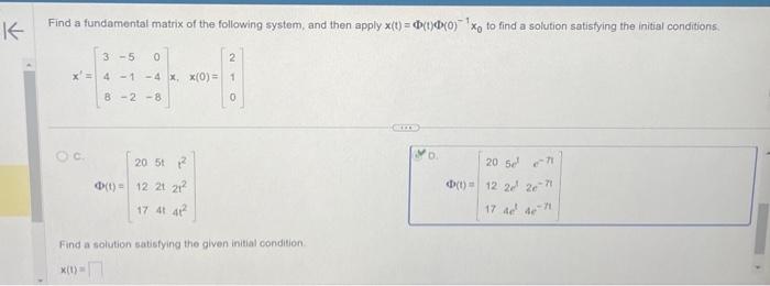 Solved Find a fundamental matrix of the following system, | Chegg.com