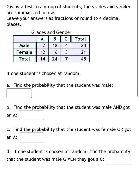 Solved Giving a test to a group of students, the grades and | Chegg.com
