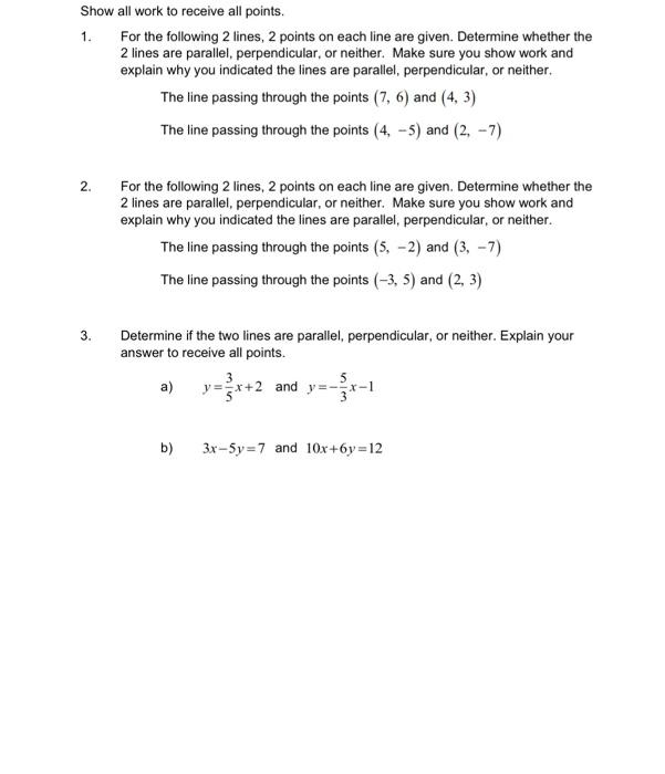Solved Show All Work To Receive All Points 1 Write The
