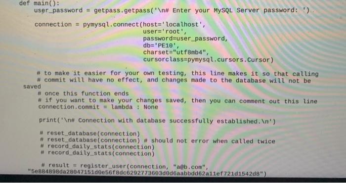 Solved drop database if exists PE10; create database PE10; | Chegg.com
