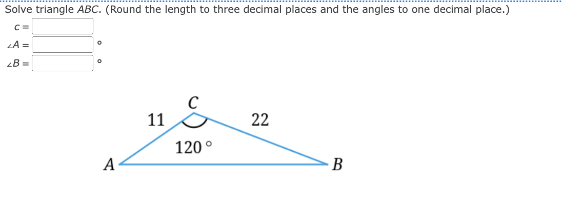 Solved Solve triangle ABC. (Round the length to three | Chegg.com