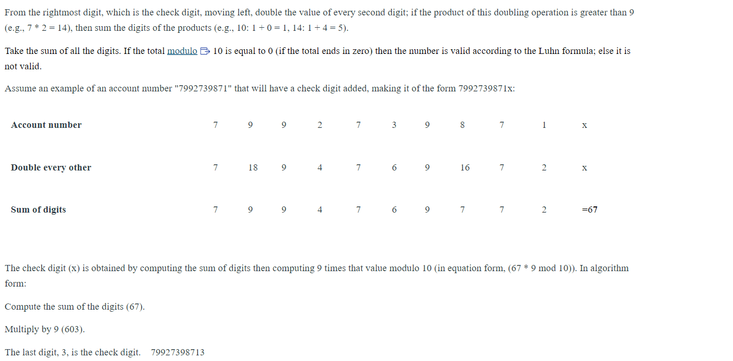 CCreate the parity bits using the Luhn Algorithm to | Chegg.com