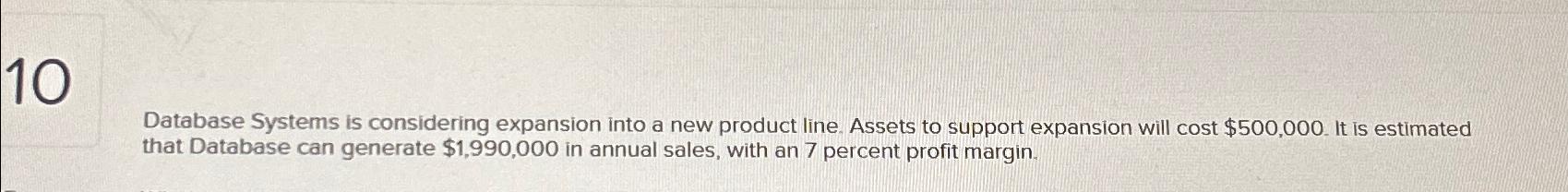 Solved Database Systems is considering expansion into a new | Chegg.com
