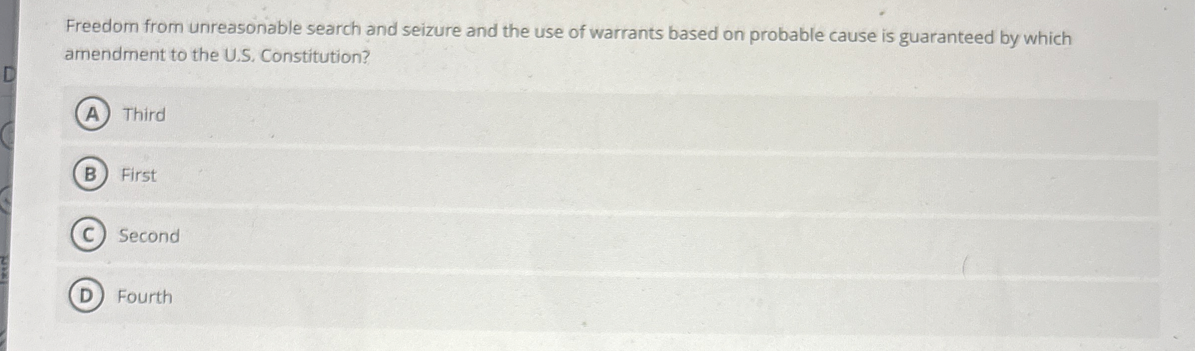 Solved Freedom from unreasoniable search and seizure and the | Chegg.com