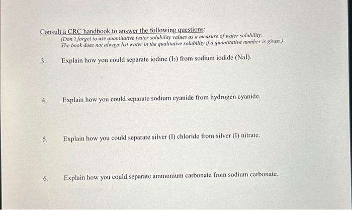 Solved Consult a CRC handbook to answer the following | Chegg.com