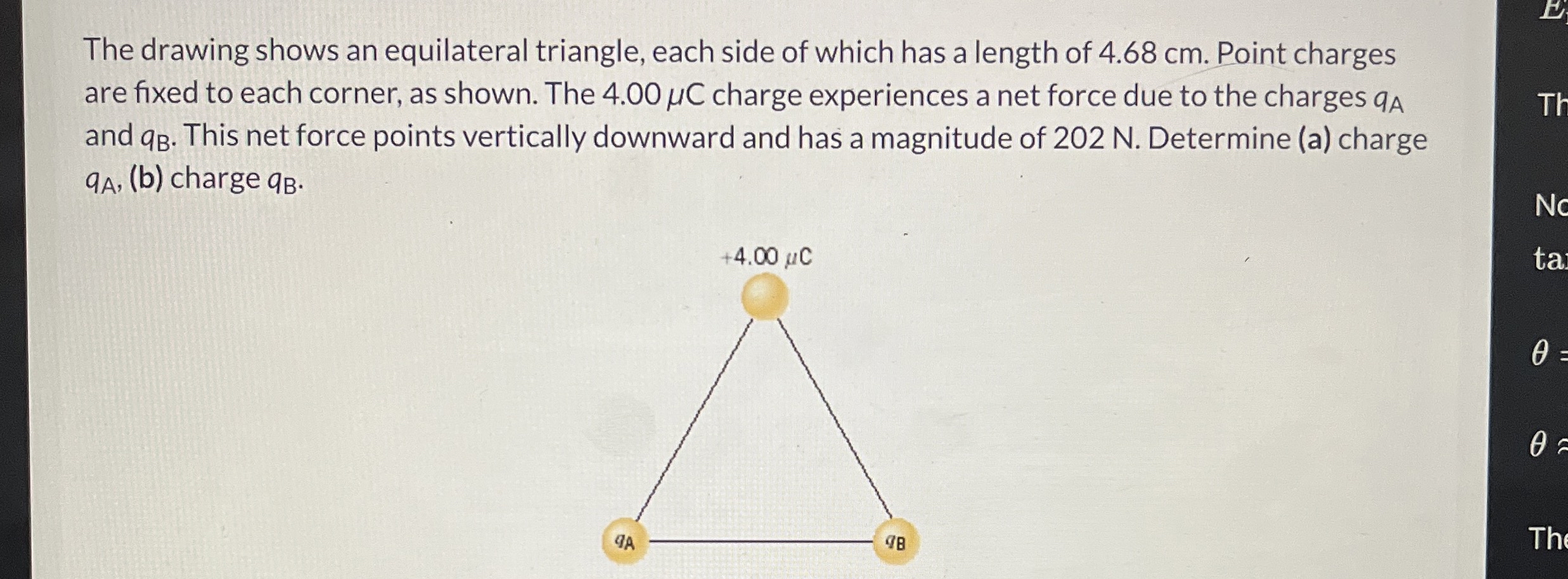 Solved The drawing shows an equilateral triangle, each side | Chegg.com