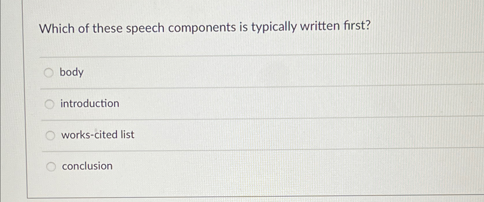 Solved Which of these speech components is typically written | Chegg.com