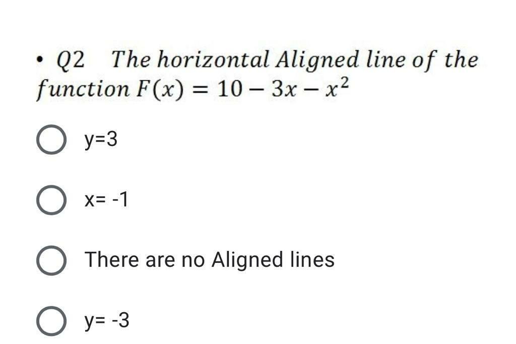 Solved Q2 The horizontal Aligned line of the function F(x) = | Chegg.com