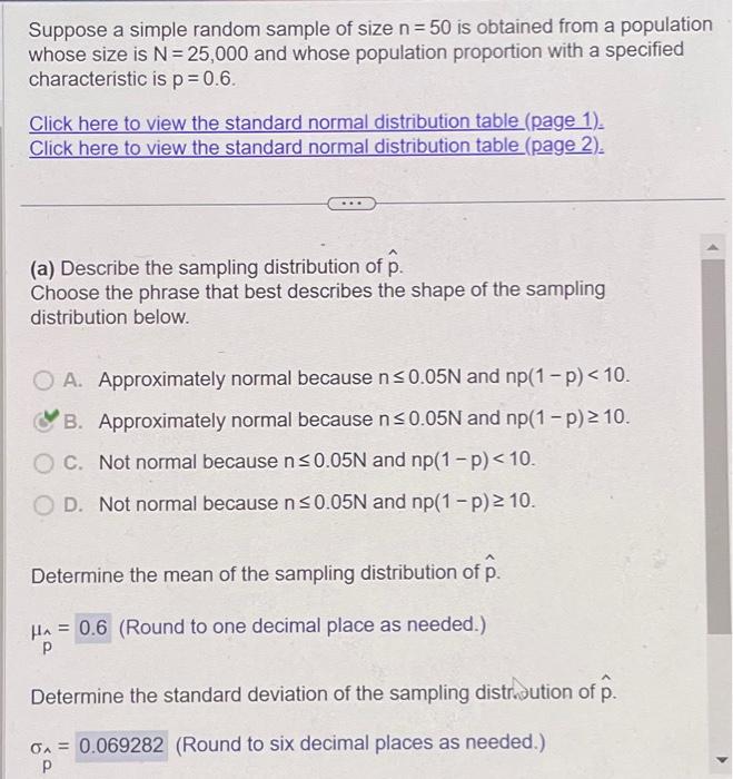 Solved Suppose a simple random sample of size n=50 is | Chegg.com