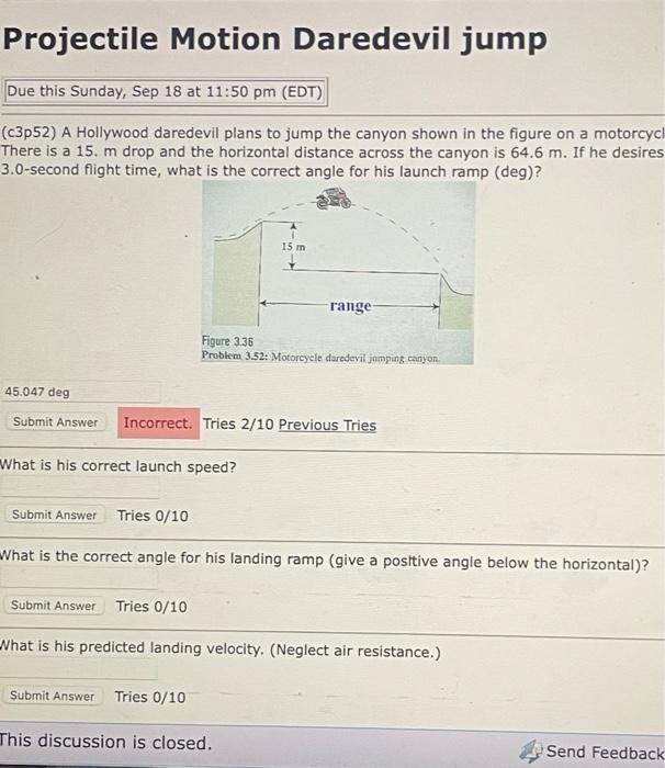 Solved (c3p52) A Hollywood daredevil plans to jump the | Chegg.com