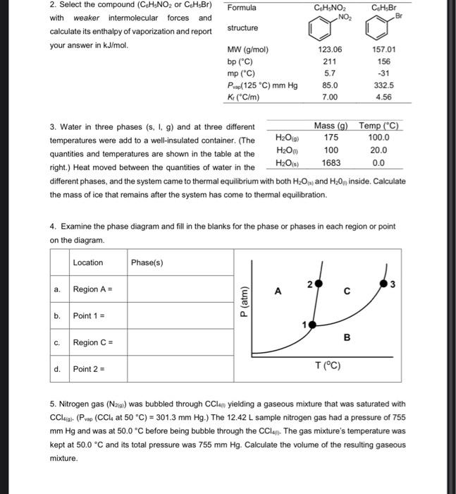 Solved 2. Select the compound (C6H6NO2 or C6H5Br) with | Chegg.com