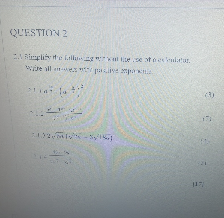 Solved QUESTION 22.1 ﻿Simplify the following without the use | Chegg.com