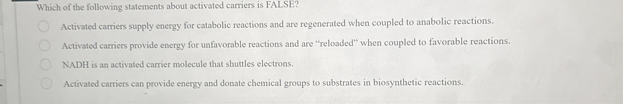Solved Which of the following statements about activated | Chegg.com